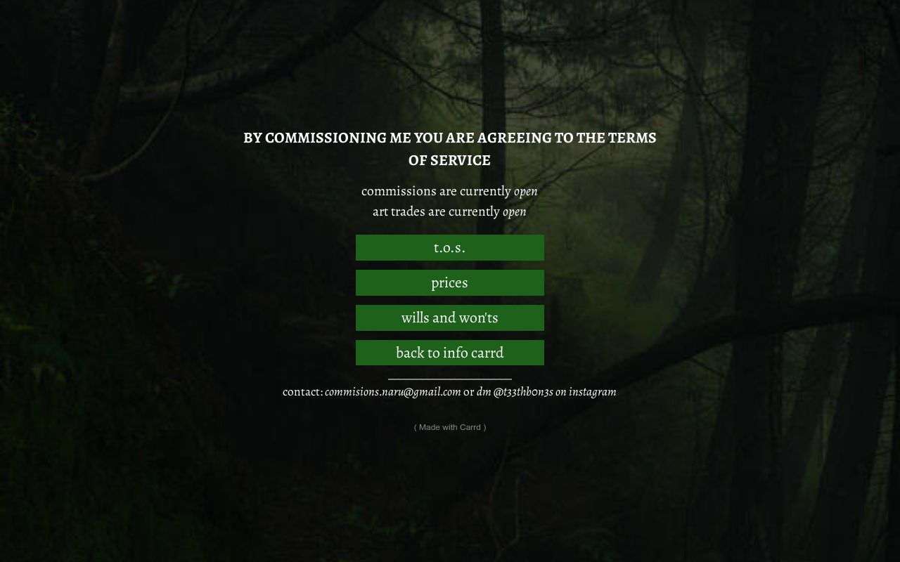 teeth's commission info